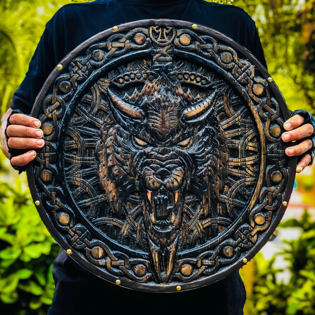 Custom Medieval/norse Fenrir Shield, Viking Round Shield, Viking Wolf ...