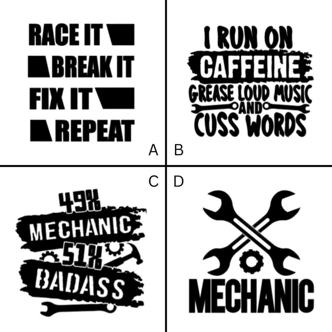Your Choice of 1 Mechanic Decal Sticker Which Can Be Used on a Car ...