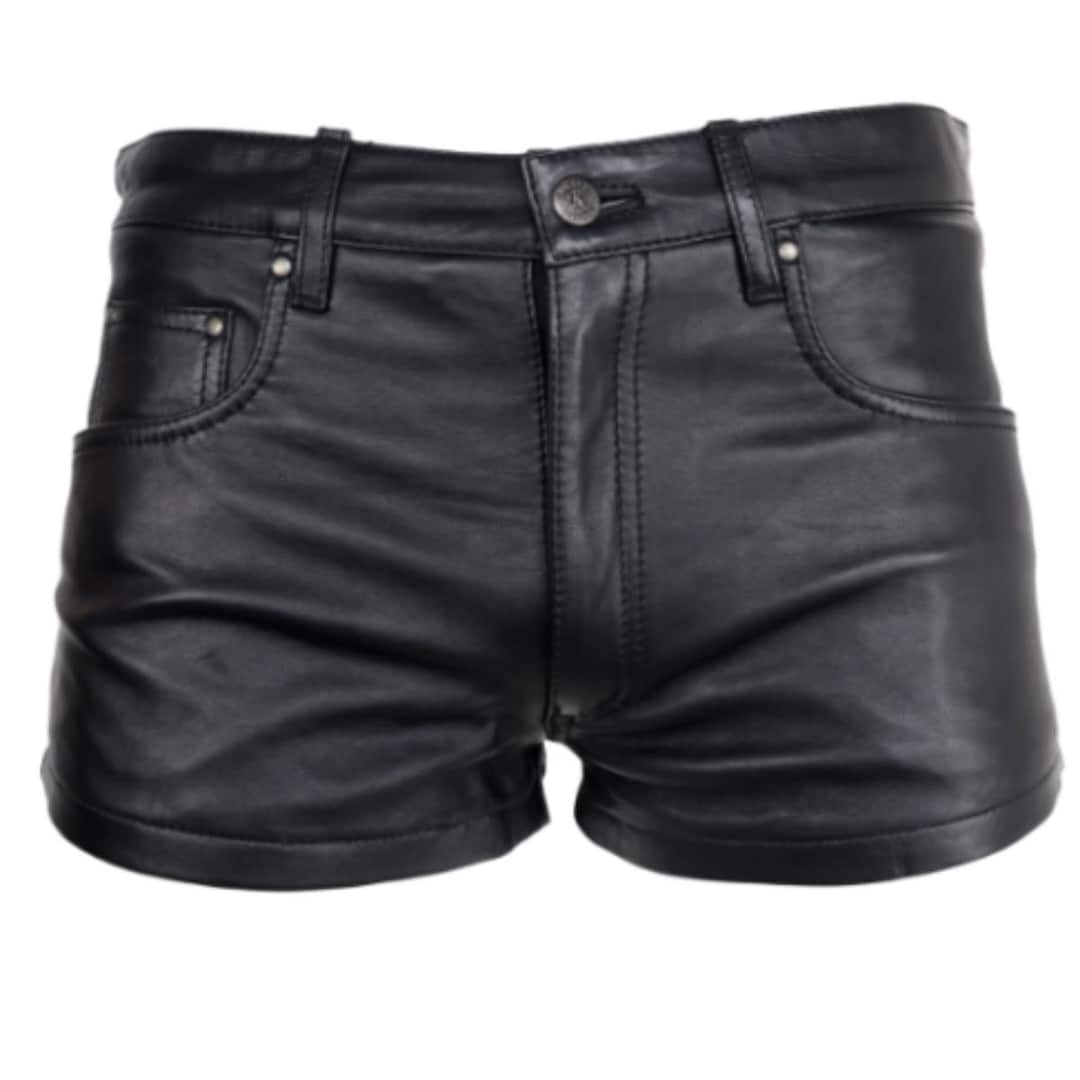 Men’s Black Nicker Genuine Leather Shorts – Handmade Sheep Biker Nicker ...