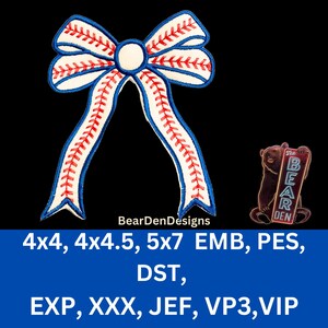 Baseball Stitch Applique Bow Side Bow Machine Embroidery File Design - Etsy