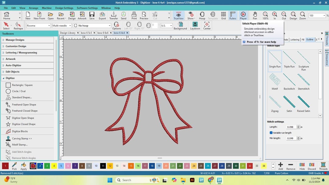 Side Bow, Applique Bow, Embroidery File, Bow File #6, Embroidery, HTV ...