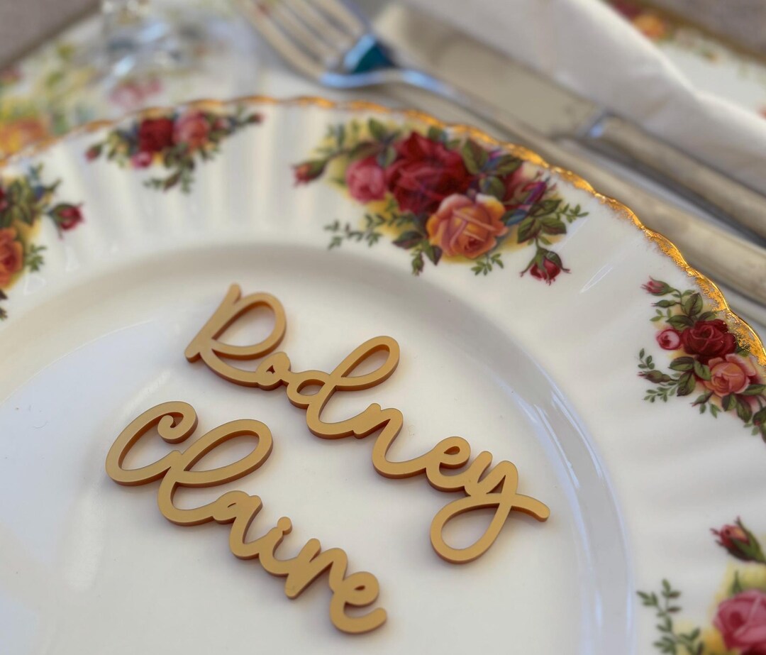 Gold Wedding Place Names | Table Settings | Favours | Laser Cut Names ...