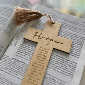 Personalised Wooden Cross Bookmark With Name and Baptism Date | Custom ...