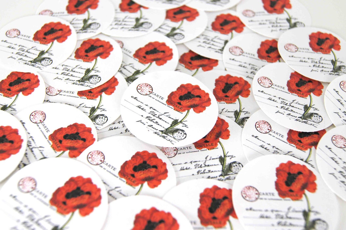 Stickers Envelope Seals Red Poppy Stickers - Etsy