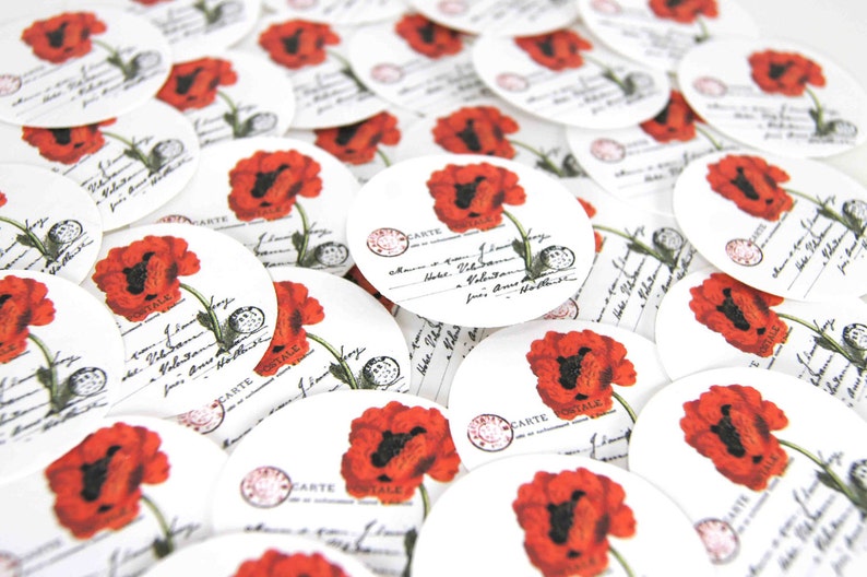 Stickers Envelope Seals Red Poppy Stickers - Etsy