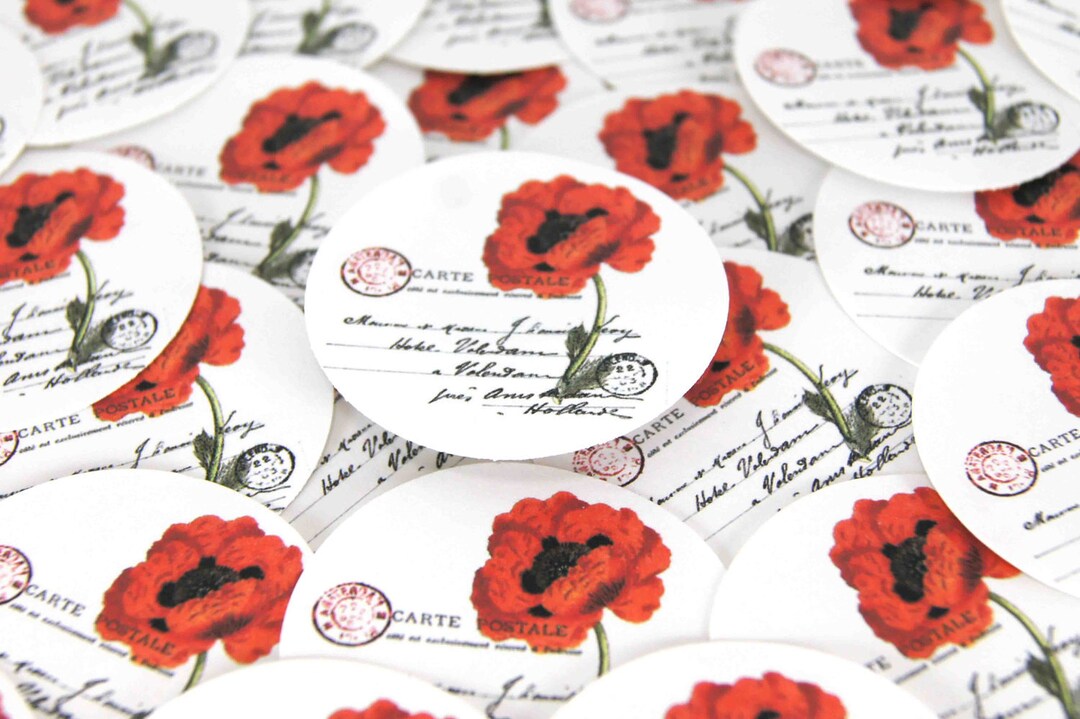 Stickers Envelope Seals Red Poppy Stickers - Etsy