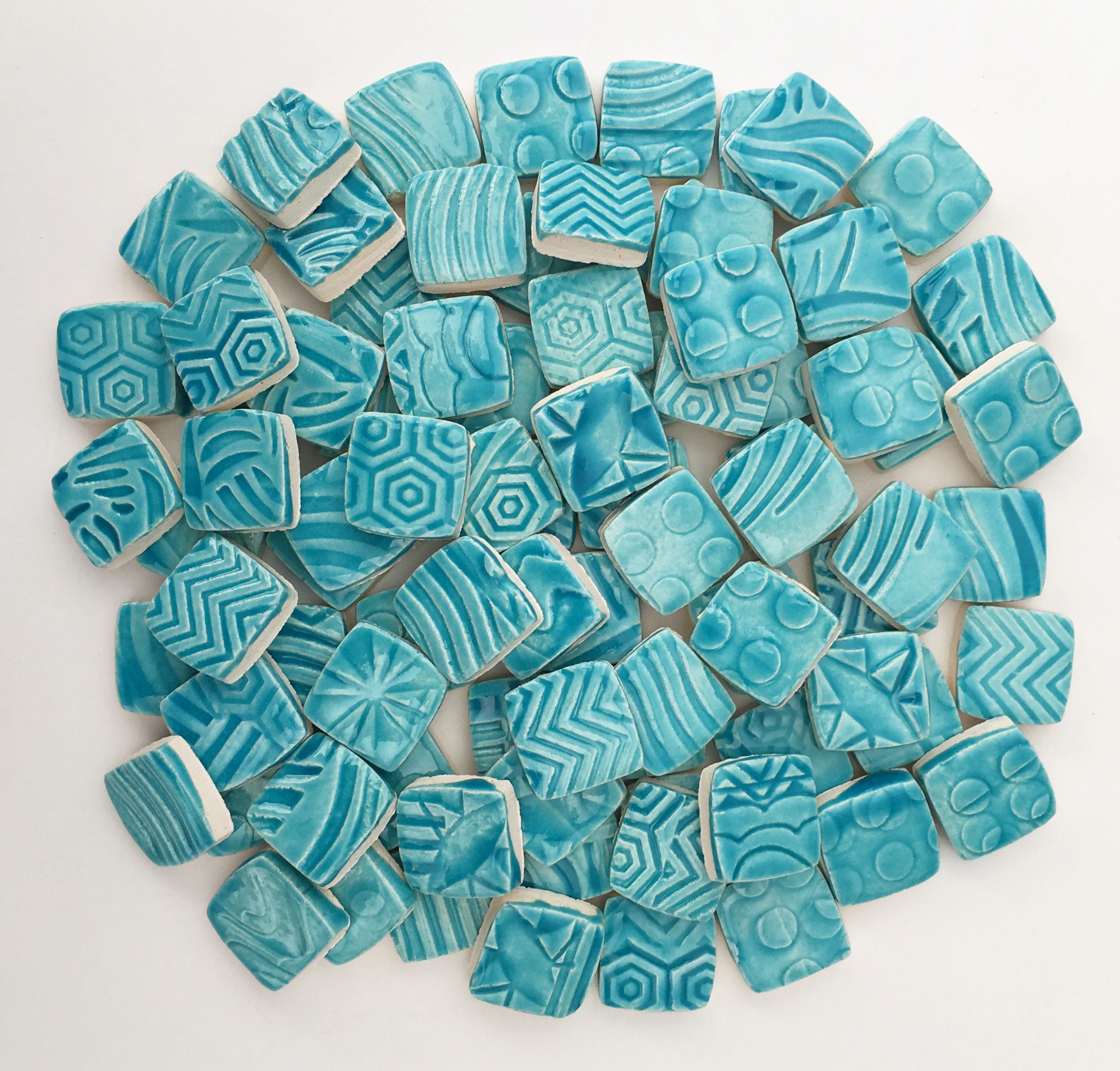 TURQUOISE SQUARE Mosaic Tiles - Etsy