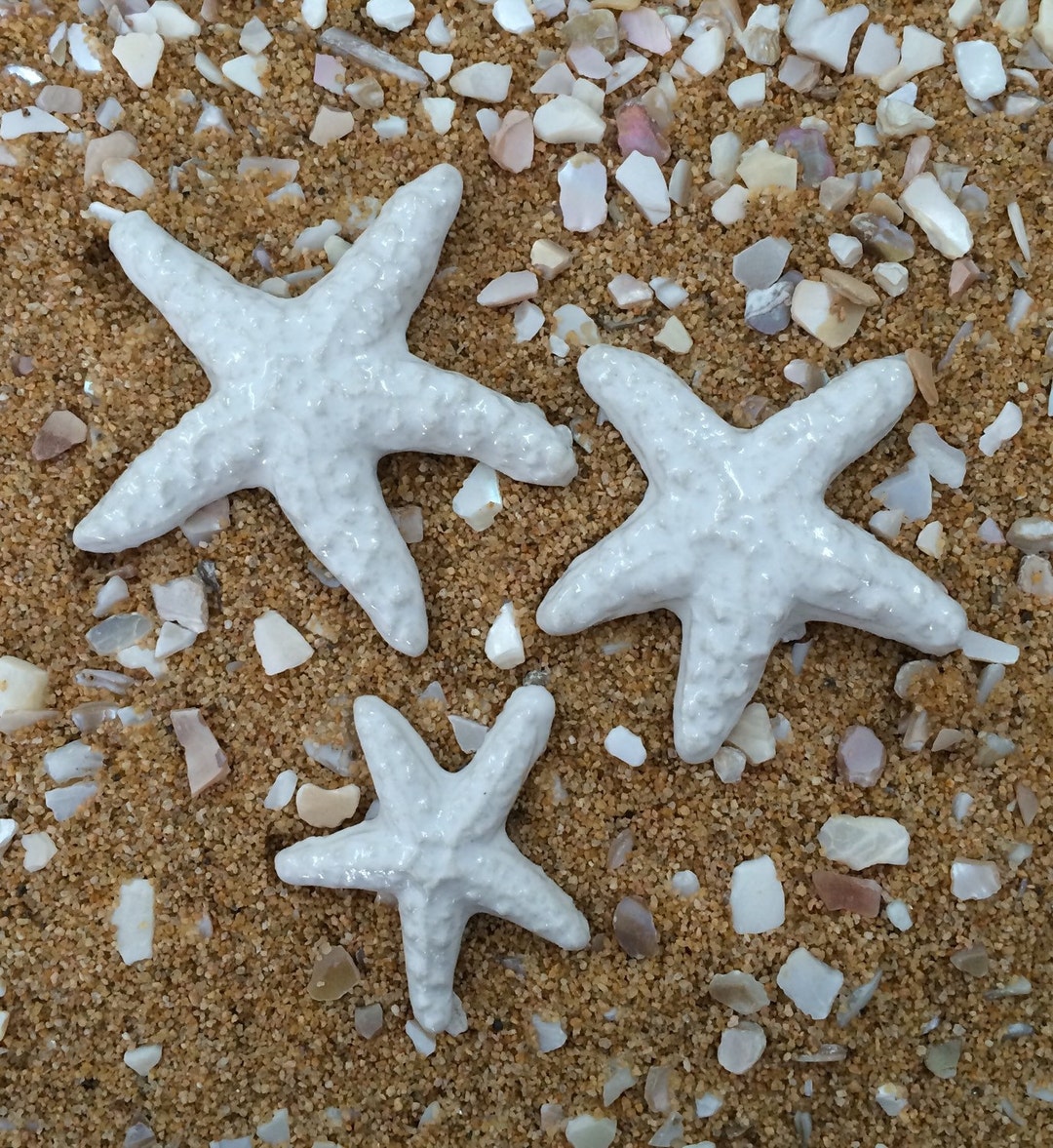 3 Starfish Tiles - White - Etsy