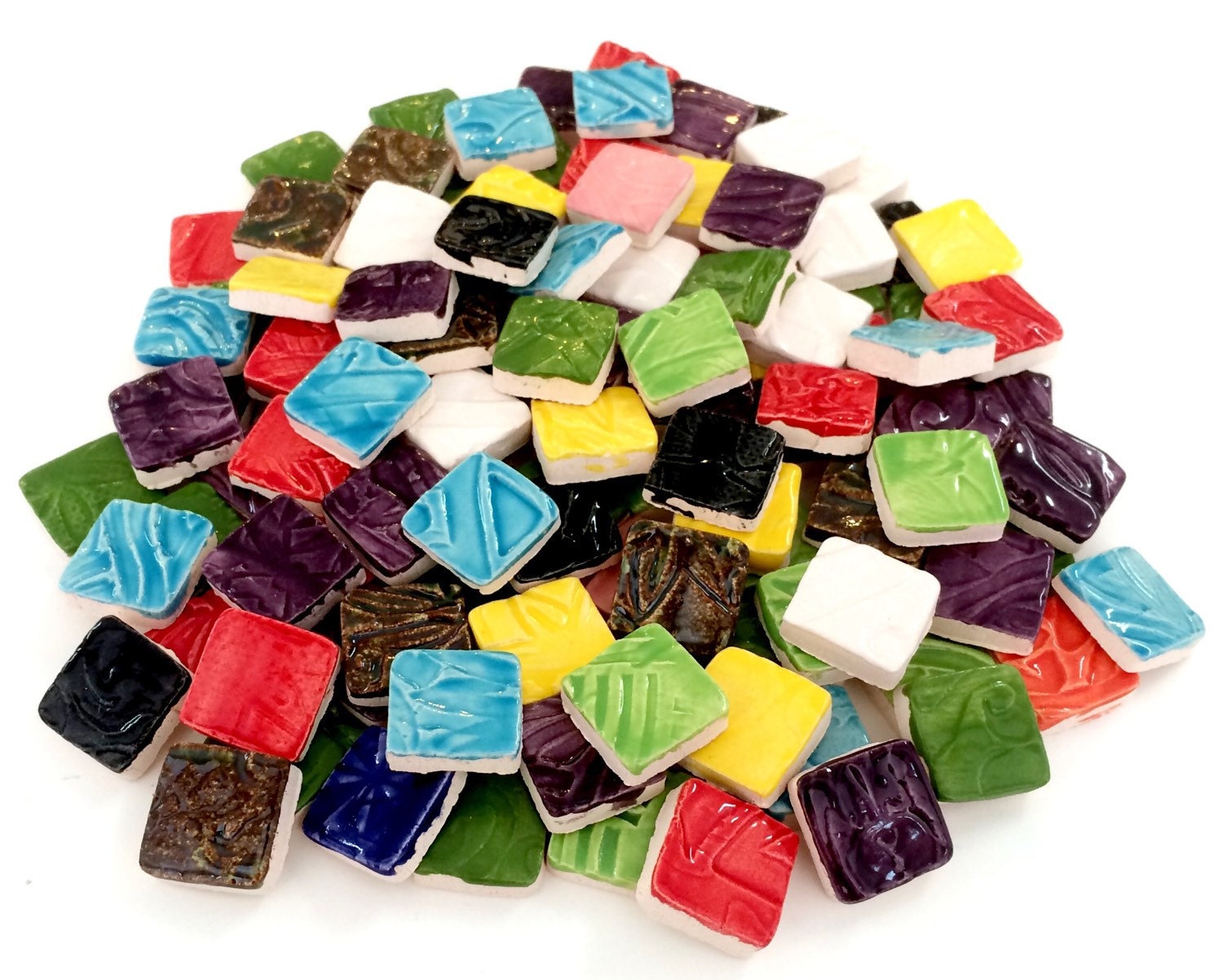 100 Handmade SQUARE MOSAIC Tiles Multi Colored - Etsy