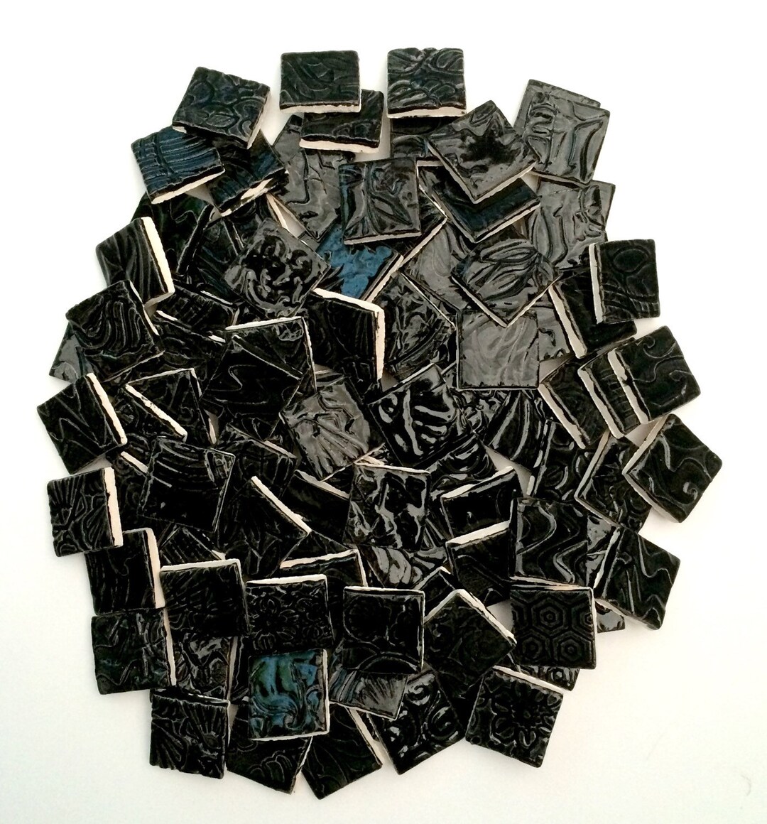 BLACK SQUARE Mosaic Ceramic Tiles - Etsy