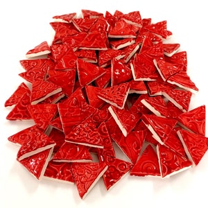 100 Handmade RED TRIANGLE Ceramic Tiles - Etsy