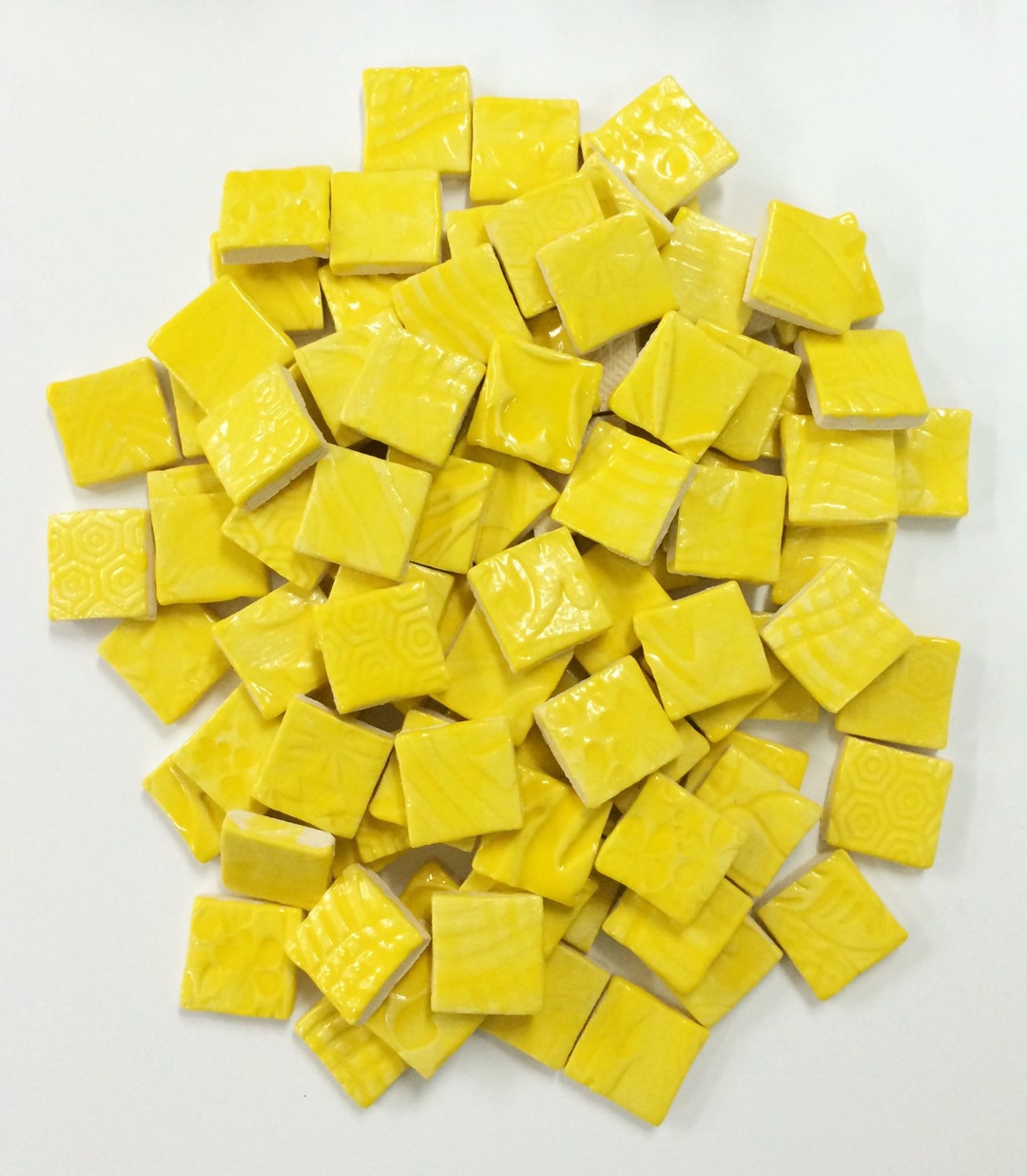 Yellow Ceramic SQUARE MOSAIC Tiles - High Fired With Texture - Etsy