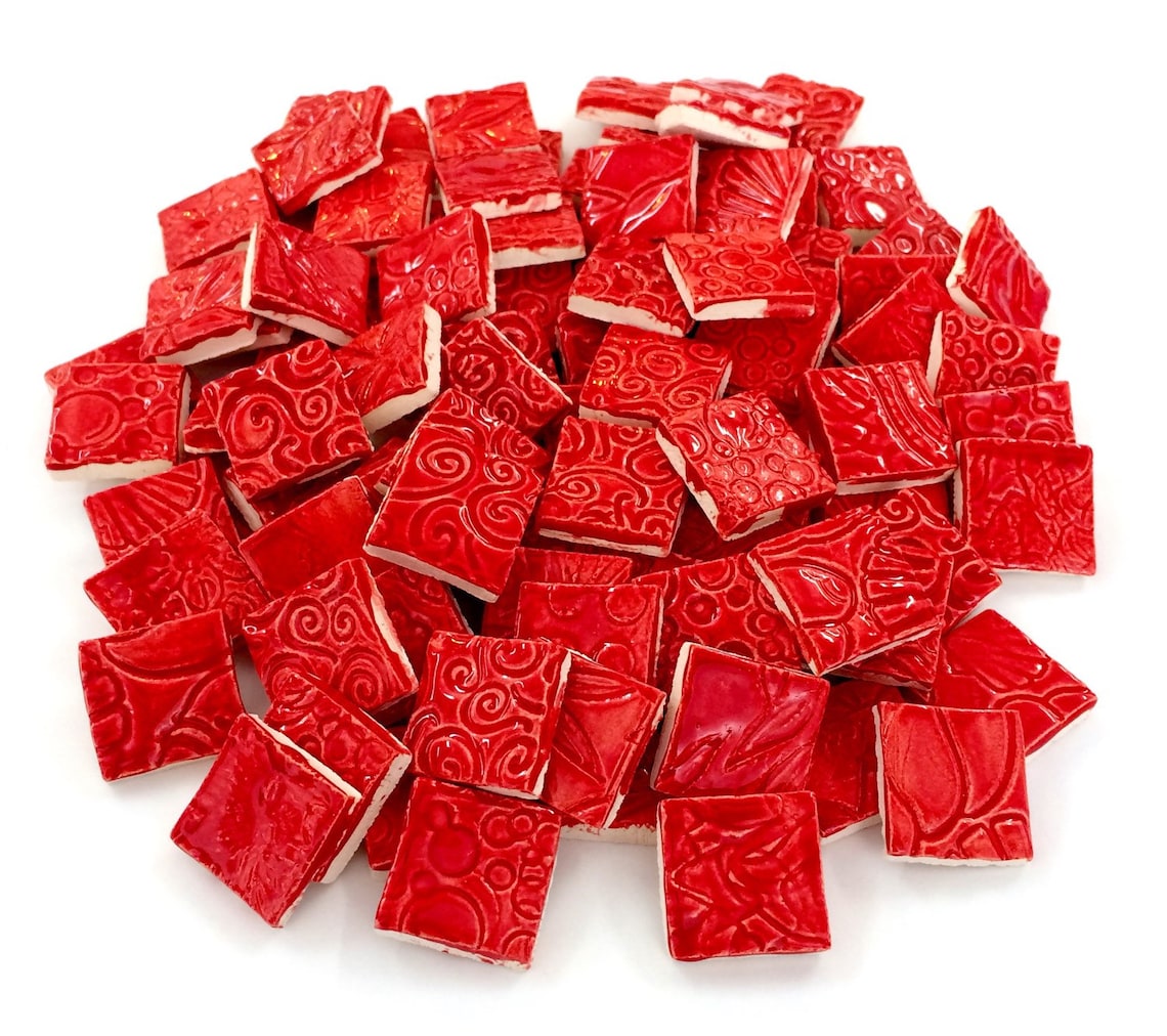 RED SQUARE Mosaic Ceramic Tiles | Etsy