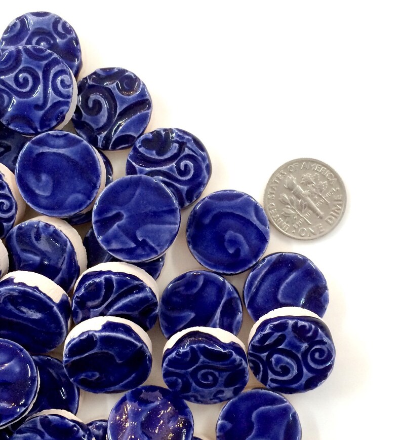 ROYAL BLUE CIRCLE Mosaic Tiles - Etsy