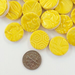 Yellow Mosaic Tiles - 100 Ceramic Circle Tiles - Etsy