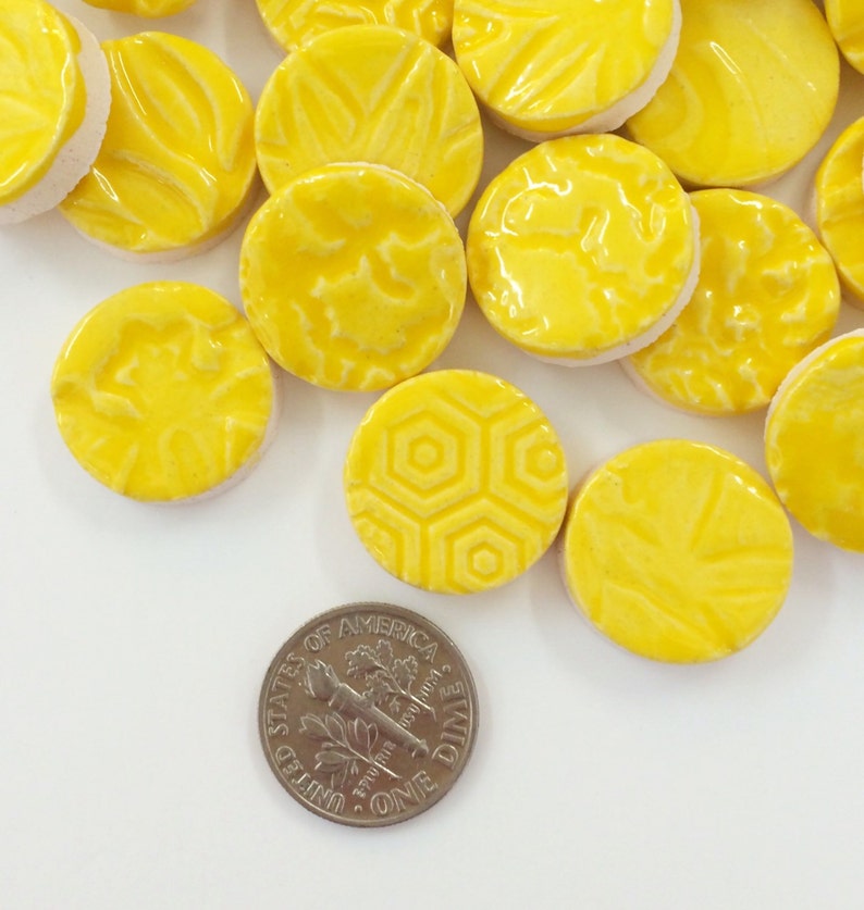 Yellow Mosaic Tiles - 100 Ceramic Circle Tiles - Etsy