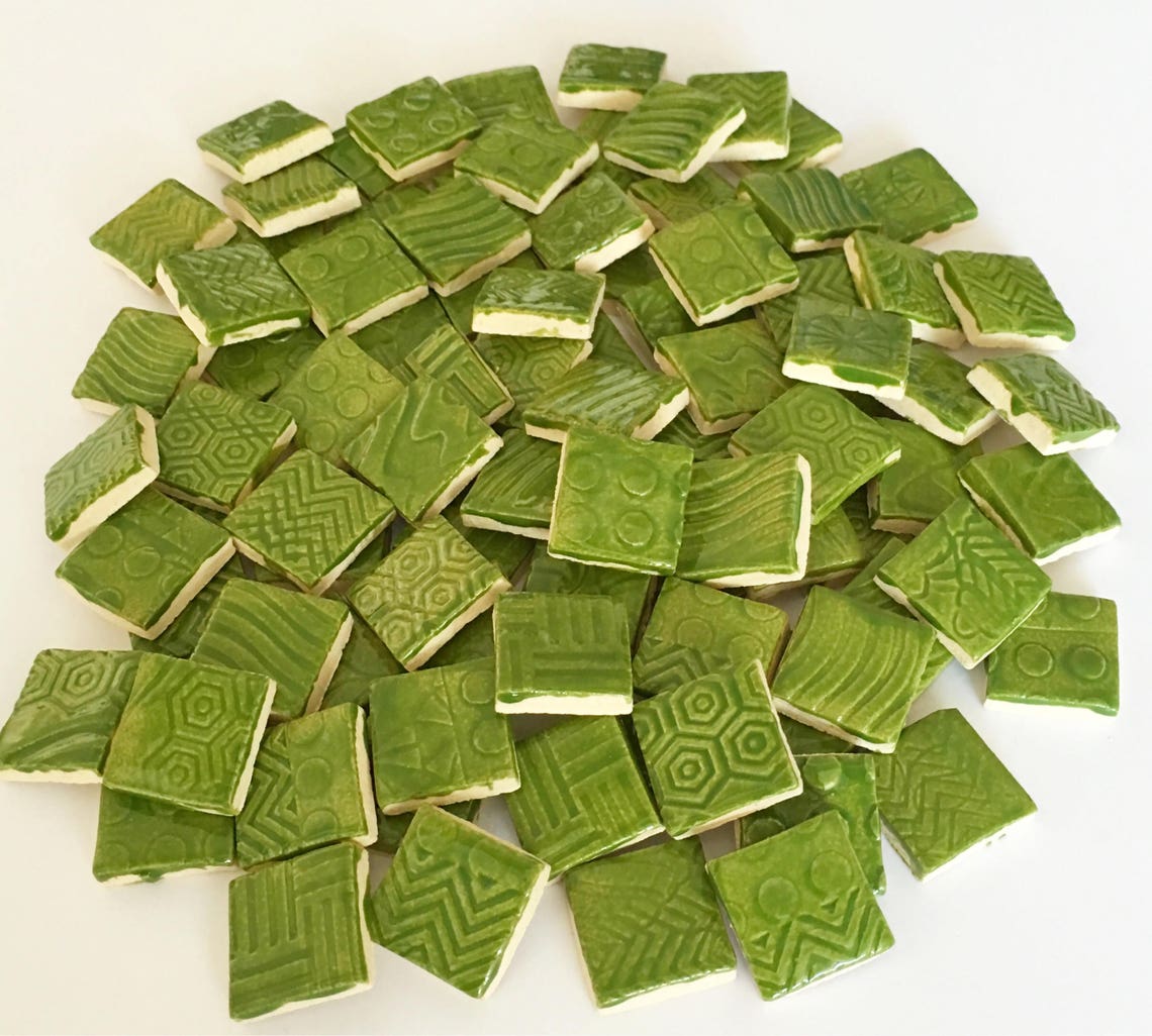 100 CLOVER GREEN SQUARE High Fired Ceramic Tiles - Etsy