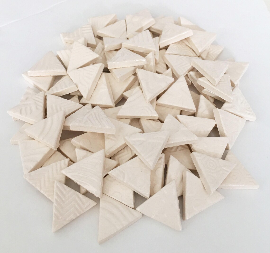 WHITE TRIANGLE Ceramic Tiles 100 | Etsy