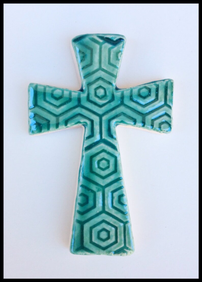 AQUA CROSS Tile | Etsy