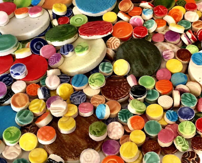 Mosaic Tile Circles 1 Lb High Fired Ceramic Tiles Mixed - Etsy
