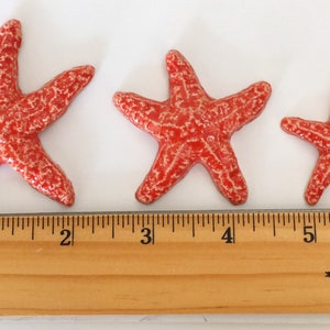 3 Starfish Tiles - Reddish Orange - Etsy