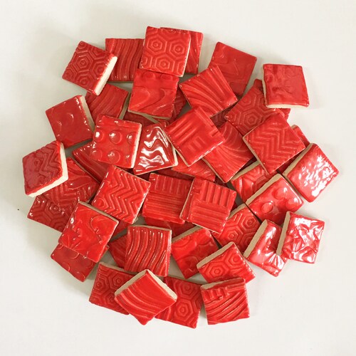 RED SQUARE Mosaic Ceramic Tiles - Etsy