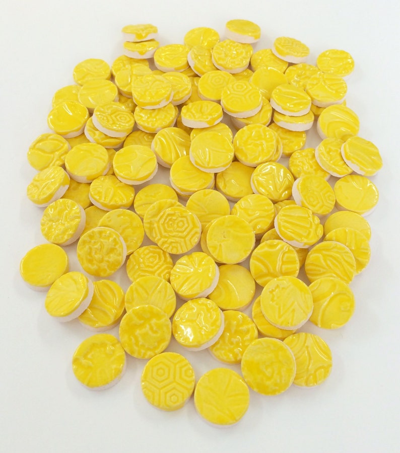 Yellow Mosaic Tiles - 100 Ceramic Circle Tiles - Etsy
