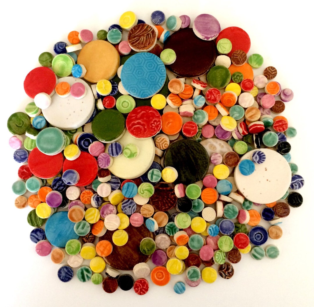 Mosaic Tile Circles - 1 Lb High Fired Ceramic Tiles - Mixed Bag - Etsy