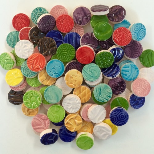 Ceramic Mosaic Circle Tiles 1 Lb High Fired Mixed Bag - Etsy
