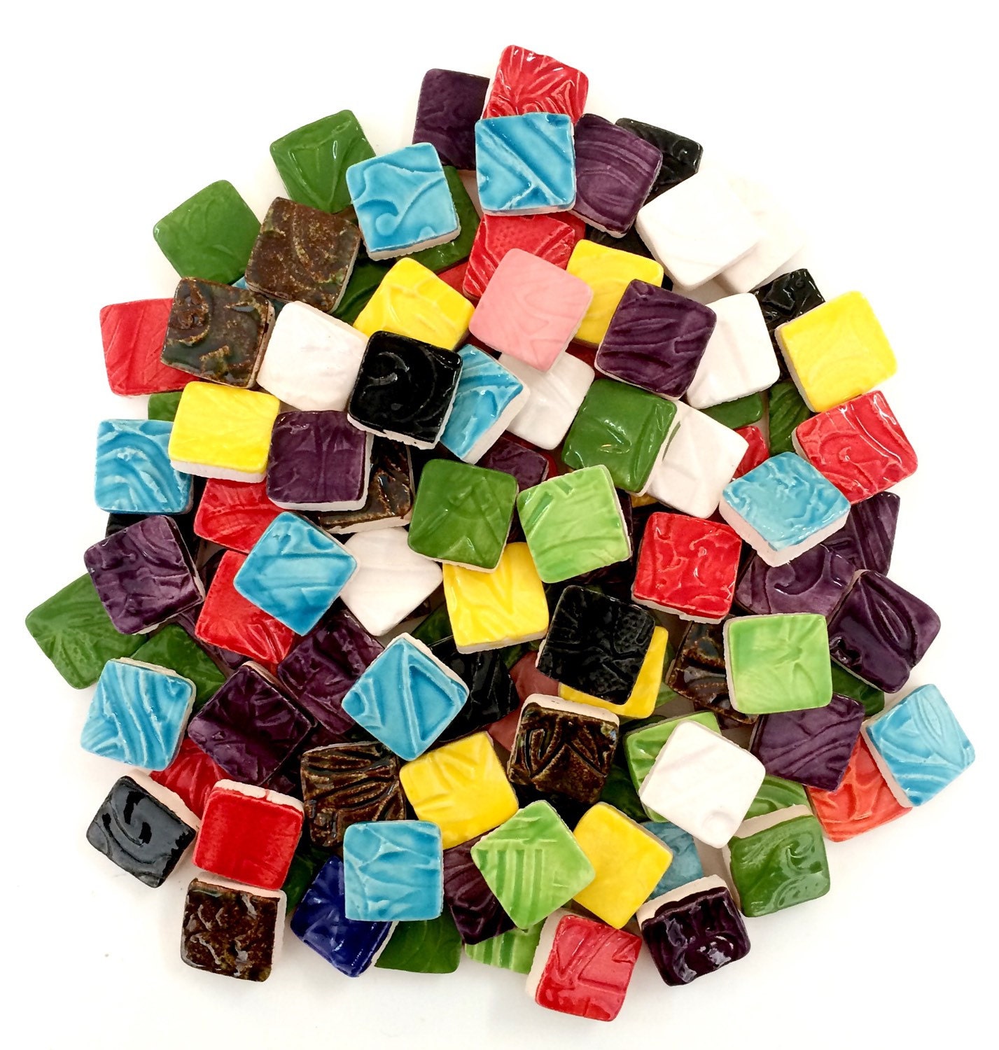 100 Handmade SQUARE MOSAIC Tiles Multi Colored - Etsy