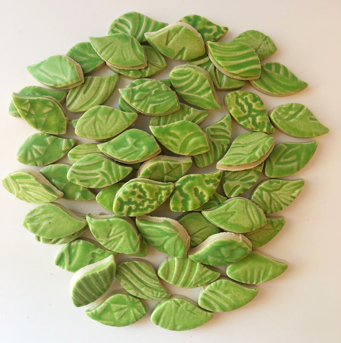 Lime Ceramic Leaves 50 Mosaic Leaf Tiles High Fired - Etsy