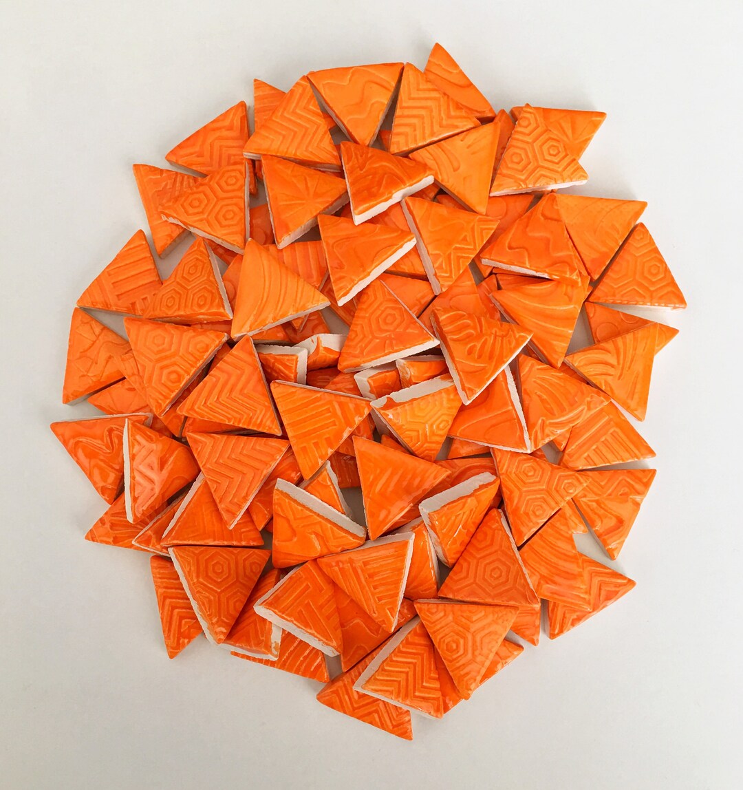 Orange Mosaic Triangle Ceramic Tiles - Etsy