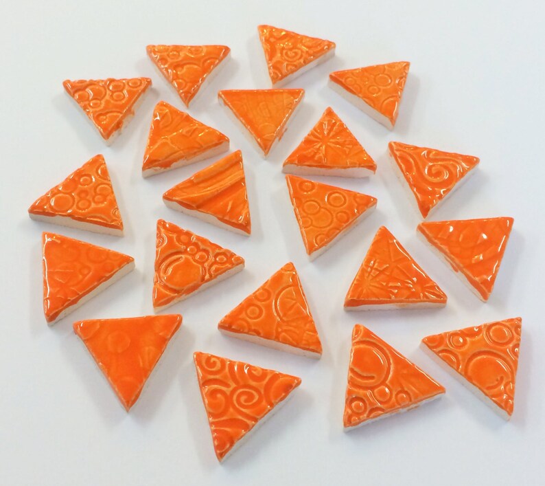 Orange Mosaic Triangle Ceramic Tiles - Etsy