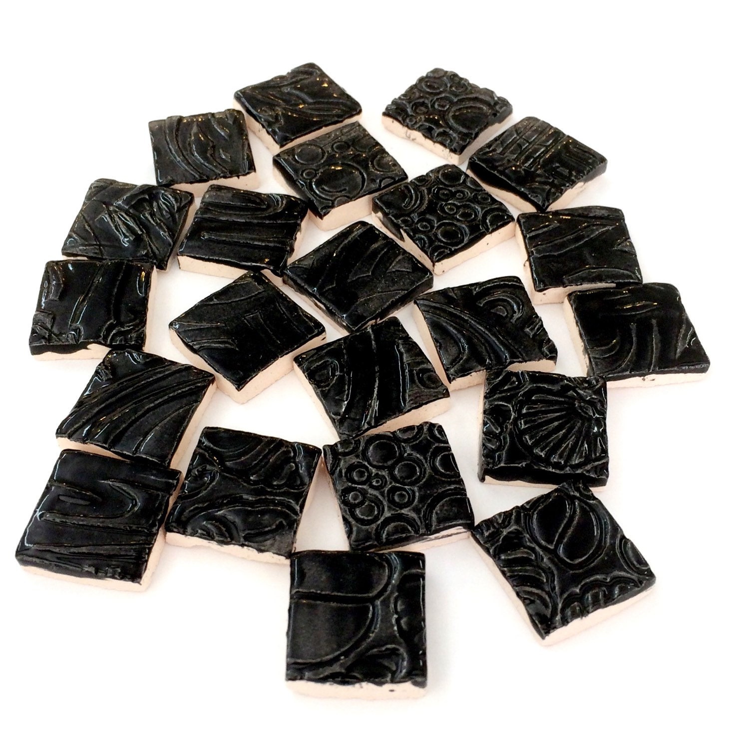 BLACK SQUARE Mosaic Ceramic Tiles | Etsy