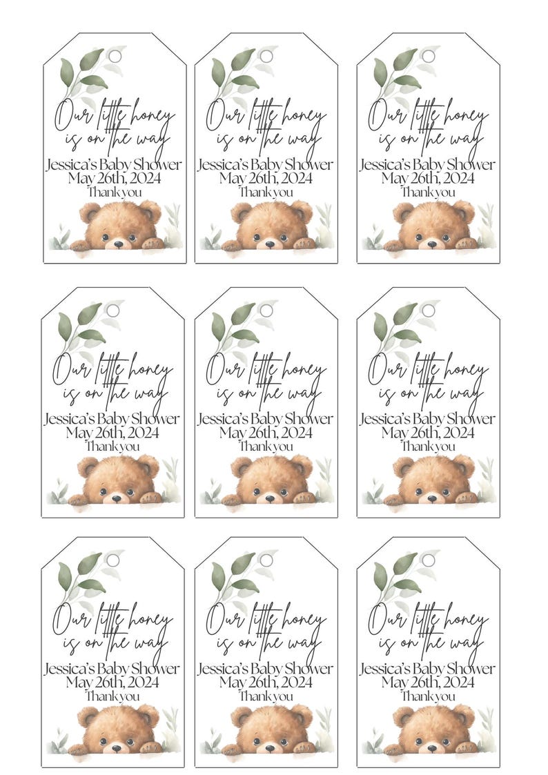 Bear Themed Customizable Thank You Party Favor Tags - Etsy