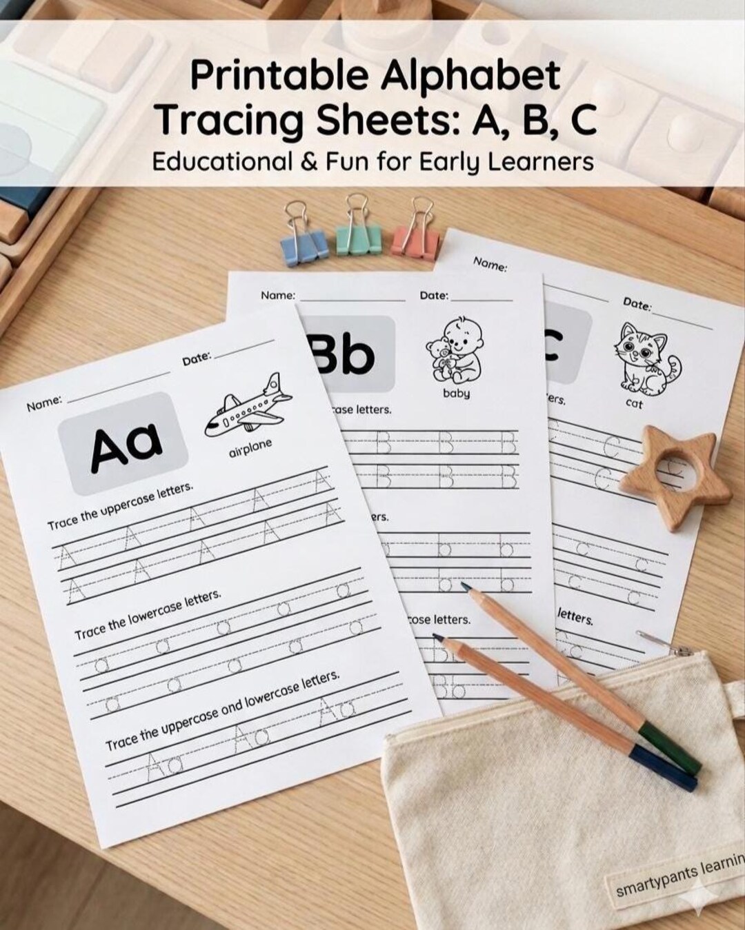 26 Printable Trace the Alphabet Worksheets Pre-k Preschool Kindergarten ...