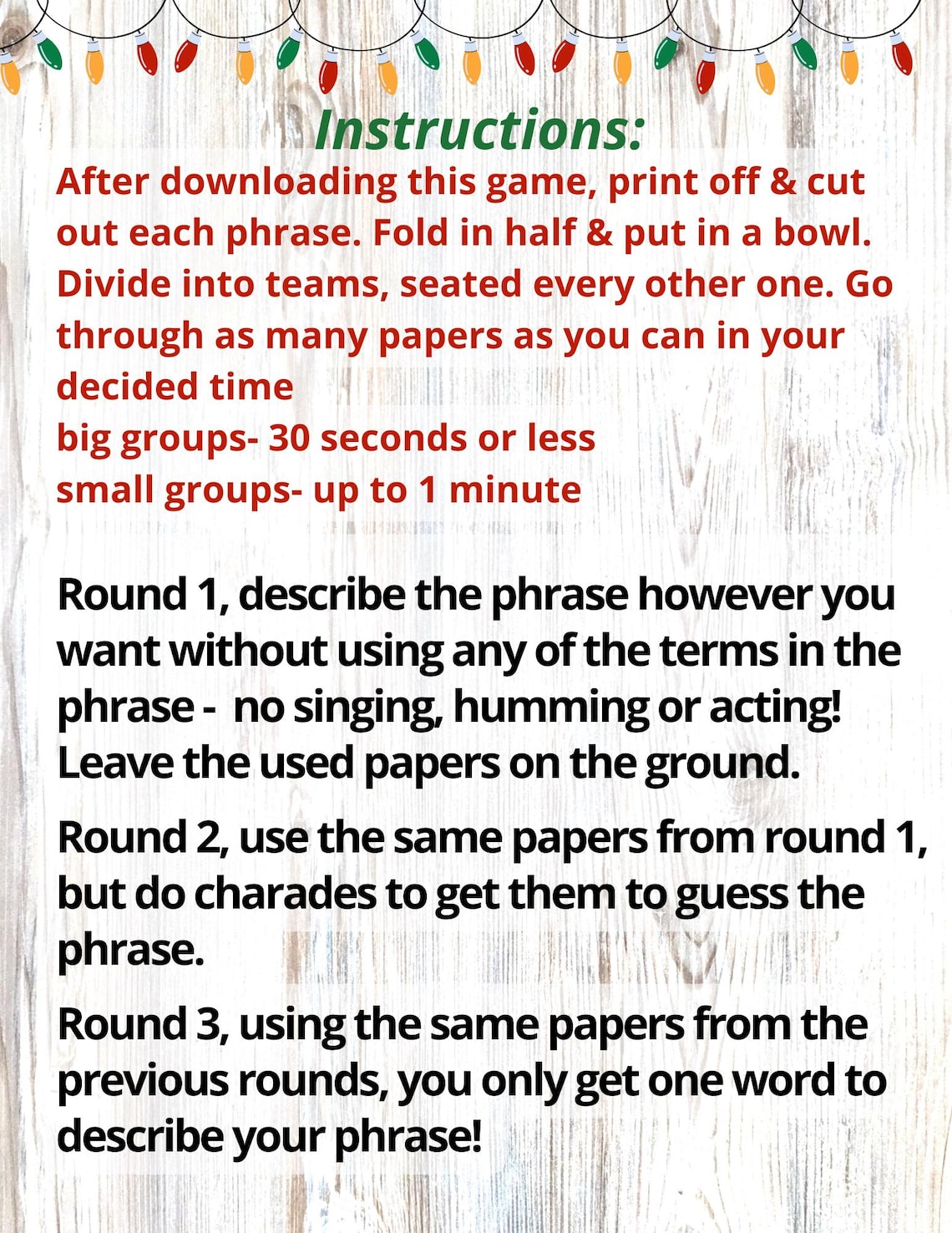 Christmas Fishbowl,christmas Game, Christmas Party Game, Christmas ...