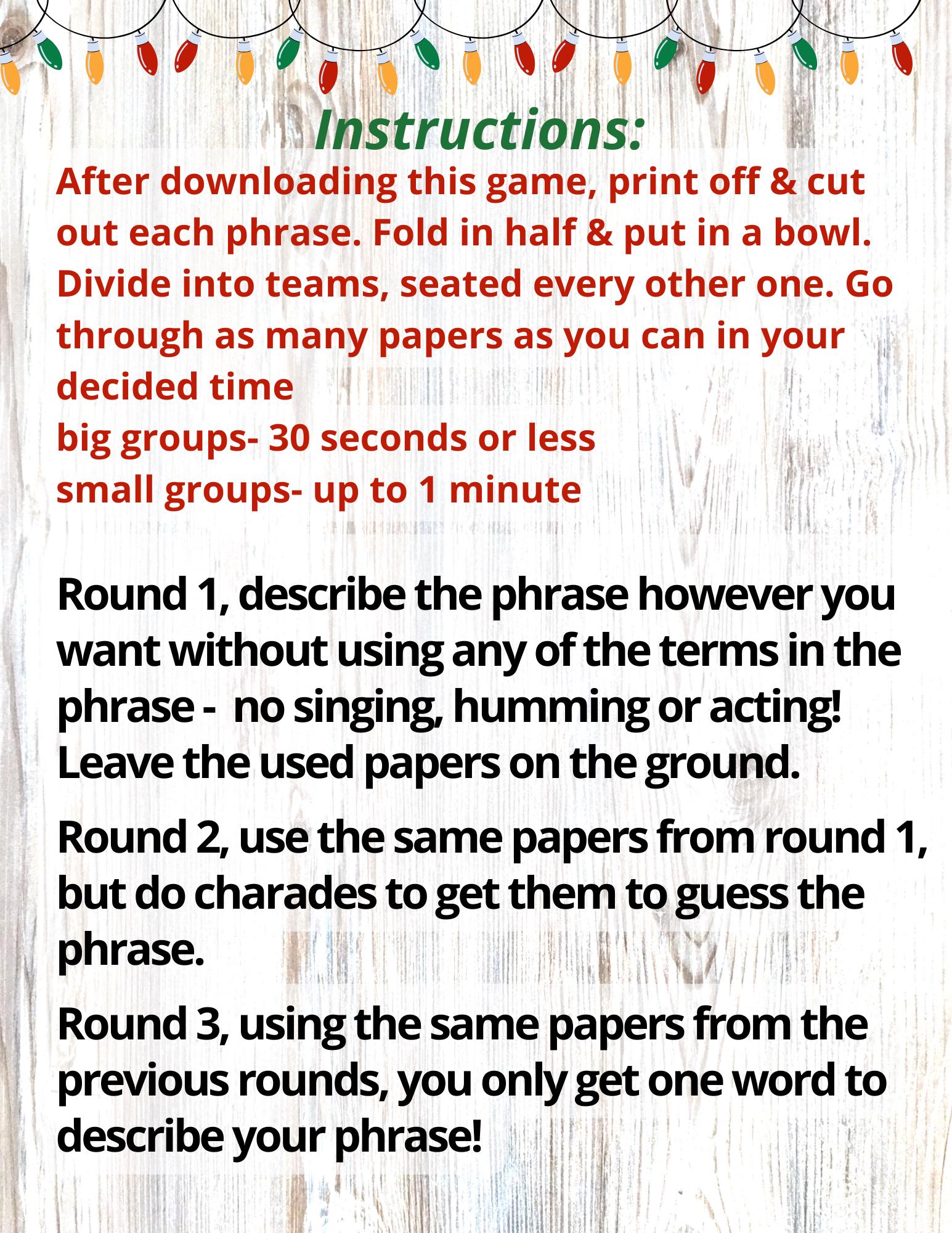 Christmas Fishbowl,christmas Game, Christmas Party Game, Christmas ...