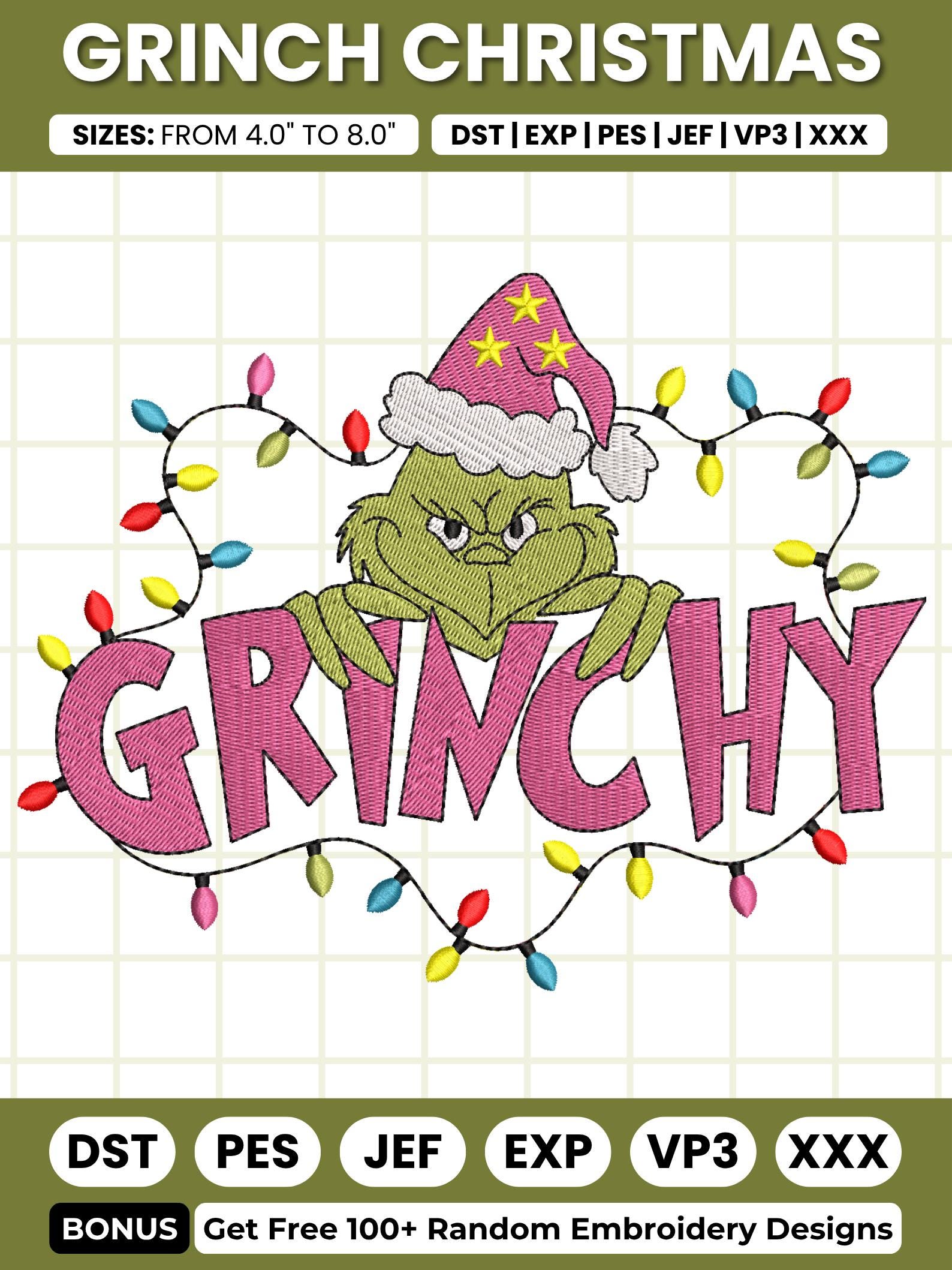 Grinch Embroidery Design, Grinch Christmas Embroidery, Merry Grinchmas ...