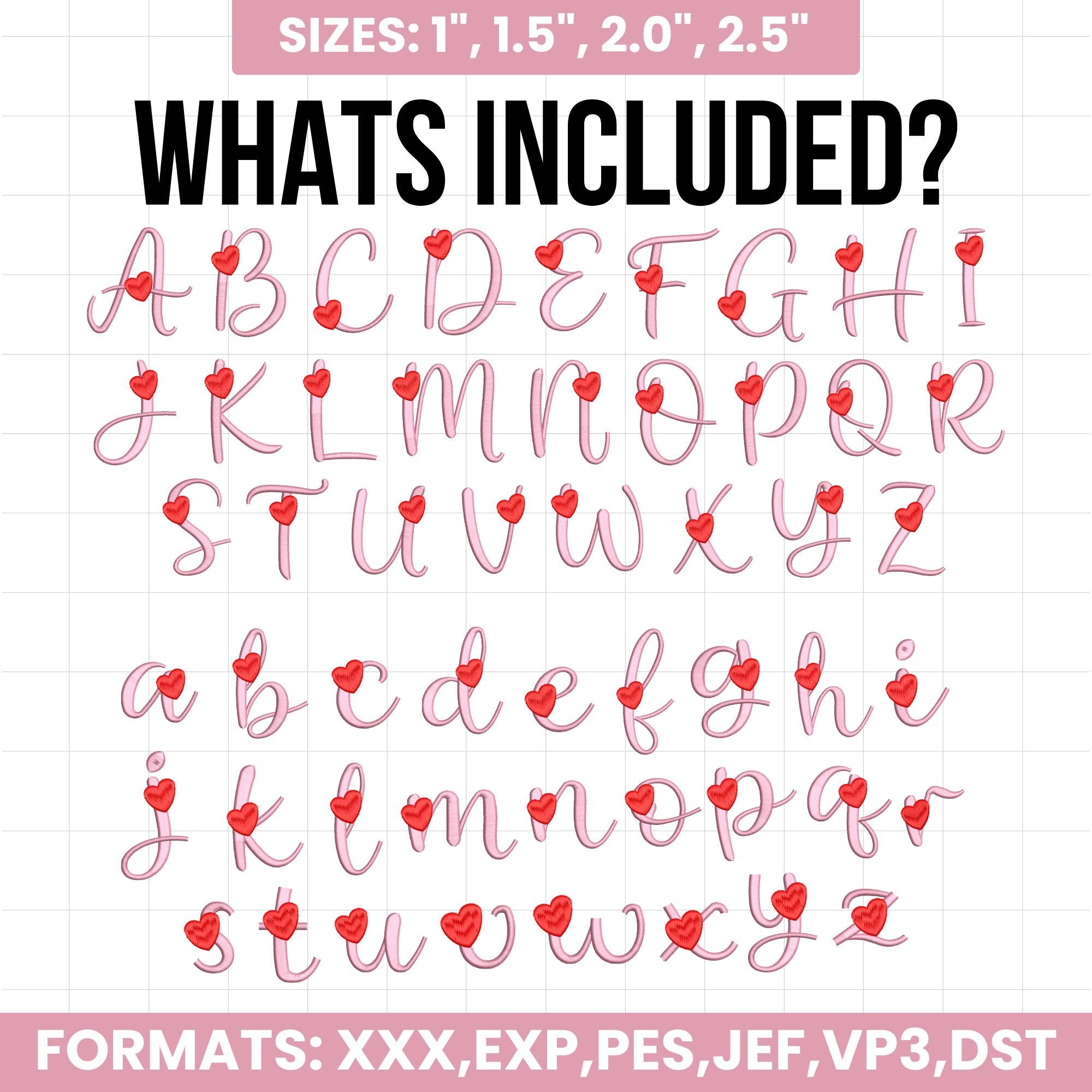 The Happy Heart Valentine's Day Satin Stitch Font for Machine ...
