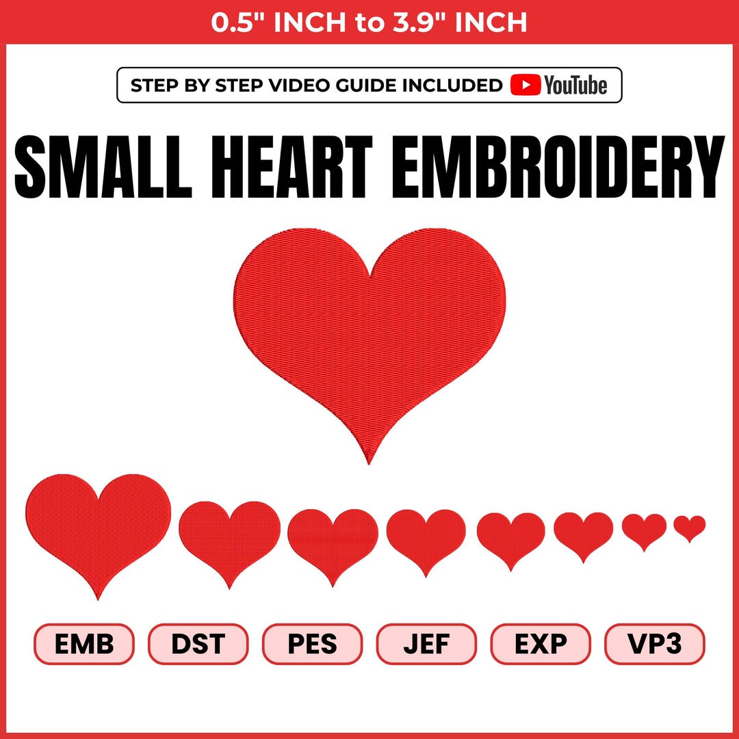 Heart Embroidery Design - Mini Heart Machine Embroidery File ...