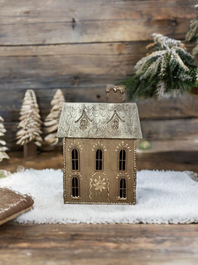 Gold Finished Gingerbread LED House - Etsy