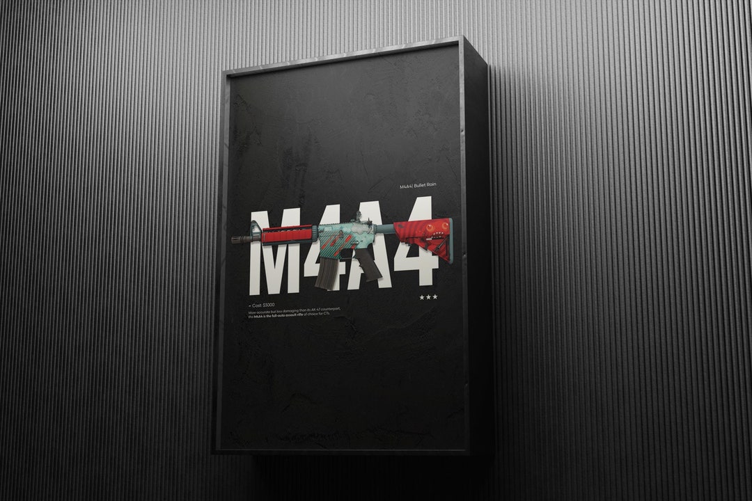 M4A4 Bullet Rain Print M4A4 Bullet Rain New CS2 Poster Counter Strike ...