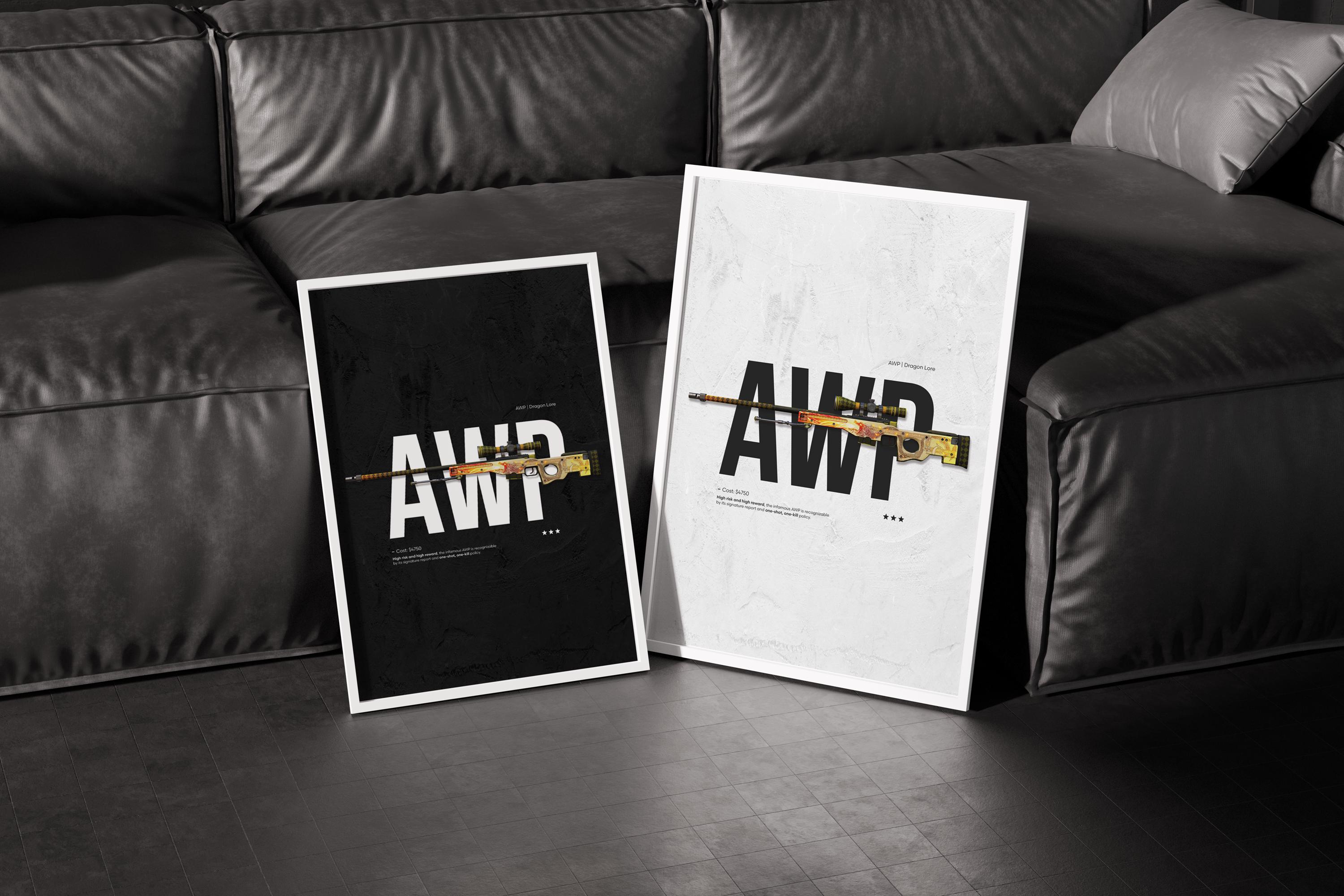 AWP Dragon Lore Print AWP Dragon Lore Factory New CS2 Poster counter ...