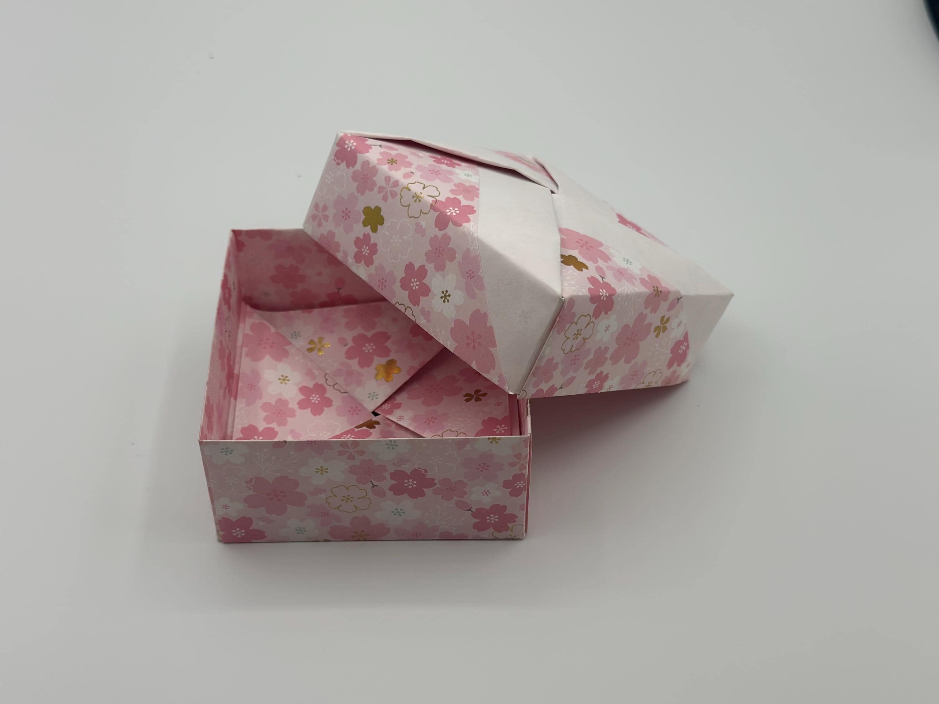 Square Origami Box – Elegant Chiyogami With Small Pink Cherry Blossoms ...
