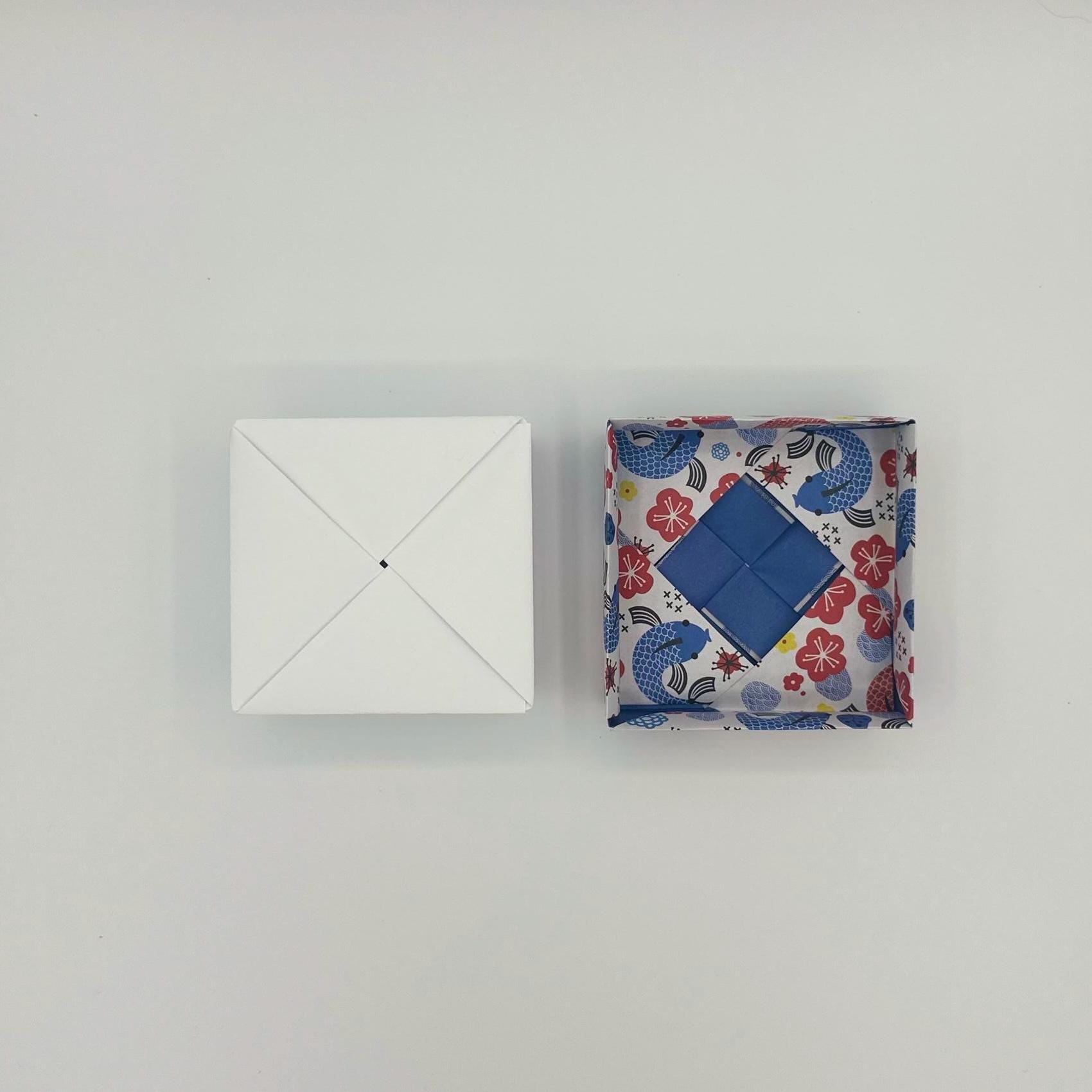 Origami Box With Koi Fish Pattern, Red, White and Blue Gift Box for ...