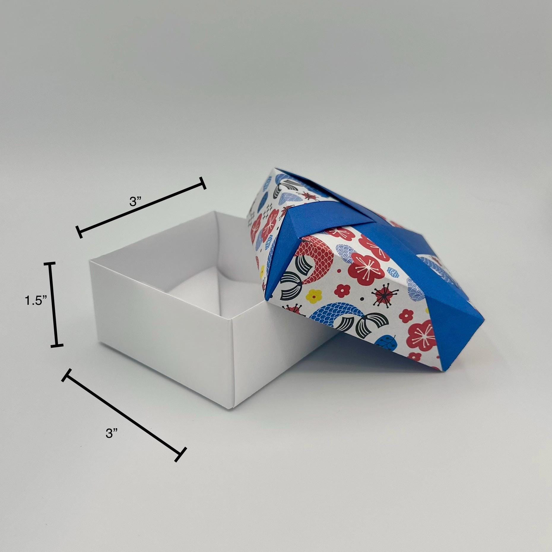 Origami Box With Koi Fish Pattern, Red, White and Blue Gift Box for ...