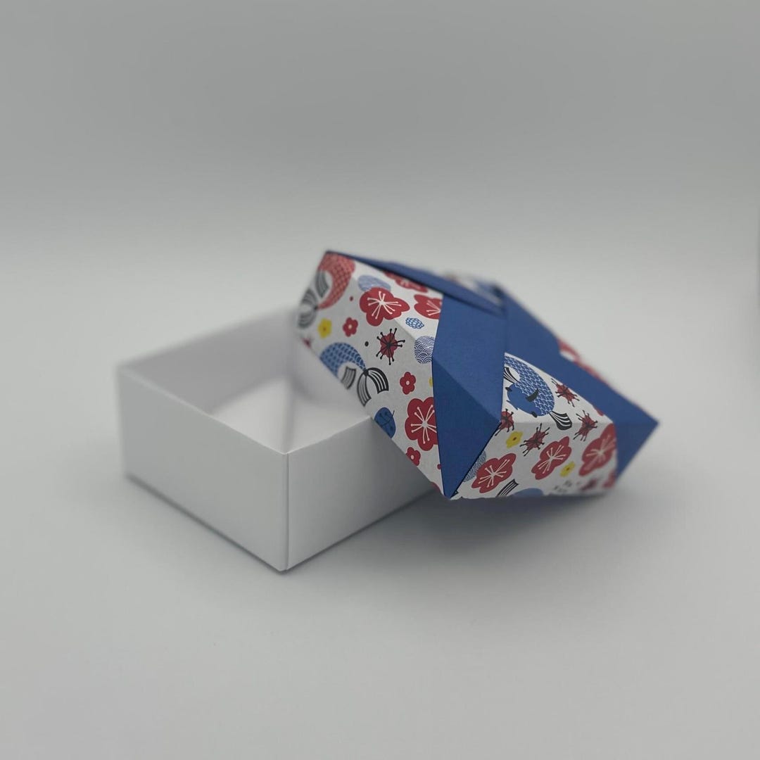 Origami Box With Koi Fish Pattern, Red, White and Blue Gift Box for ...