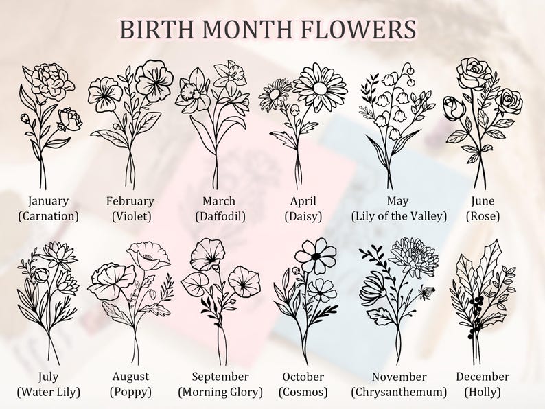 Birth Flower Personalized Leather Journal,birth Month Flower Notebook ...