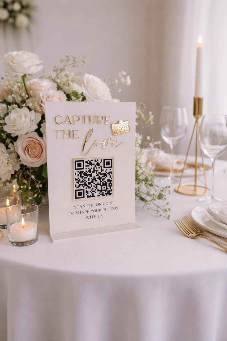 Acrylic QR Code Wedding Sign | Modern Photo Sharing Table Decor - Etsy